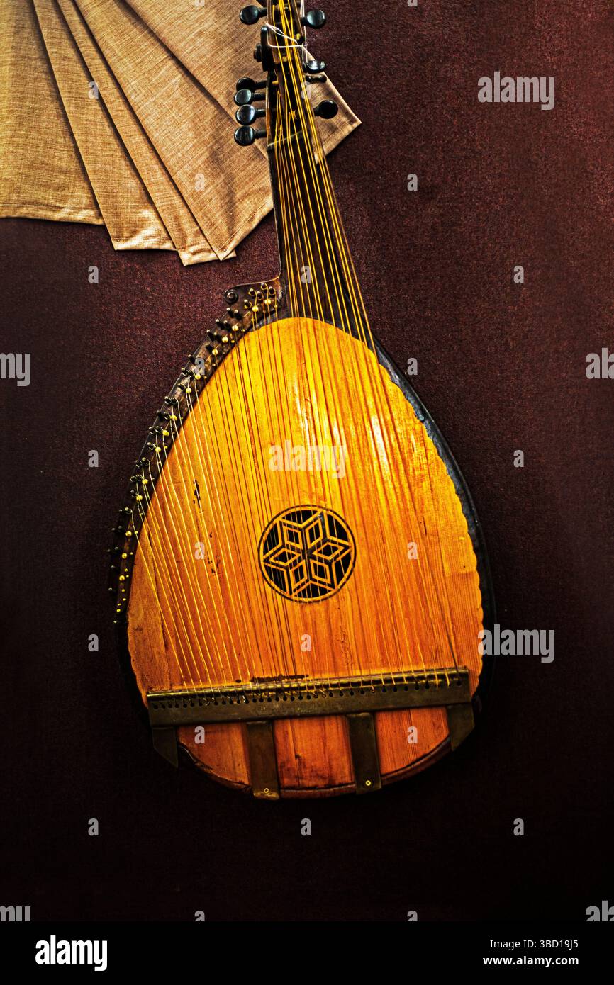bandura on a brown wool background. musical instruments Stock Photo - Alamy