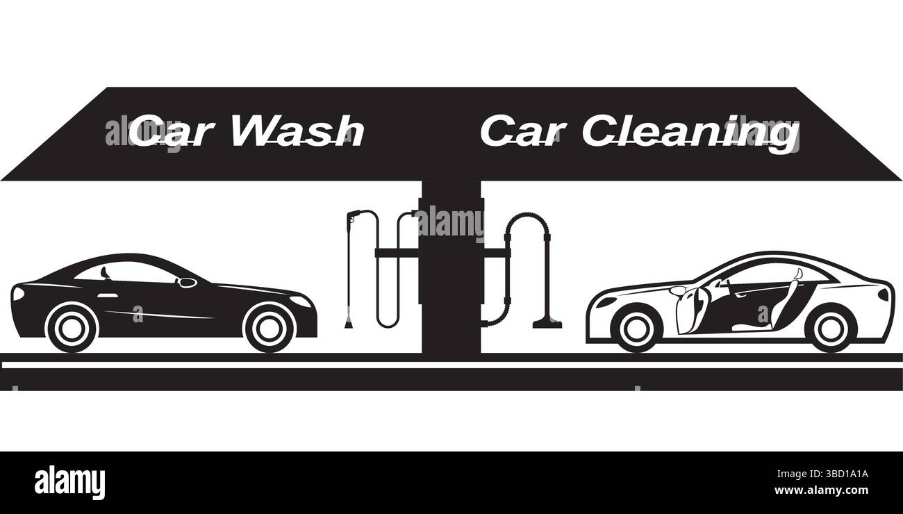 Car wash and cleaning point – vector illustration Stock Vector Image ...