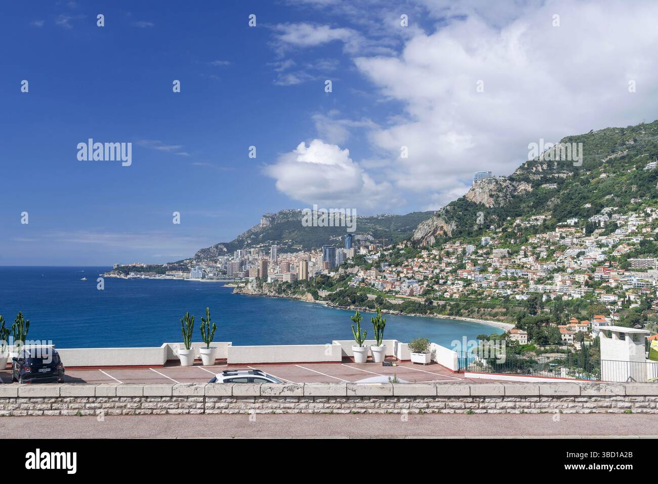 Monte Carlo, Monaco - Aerial view of the city of Monaco seen from the ...
