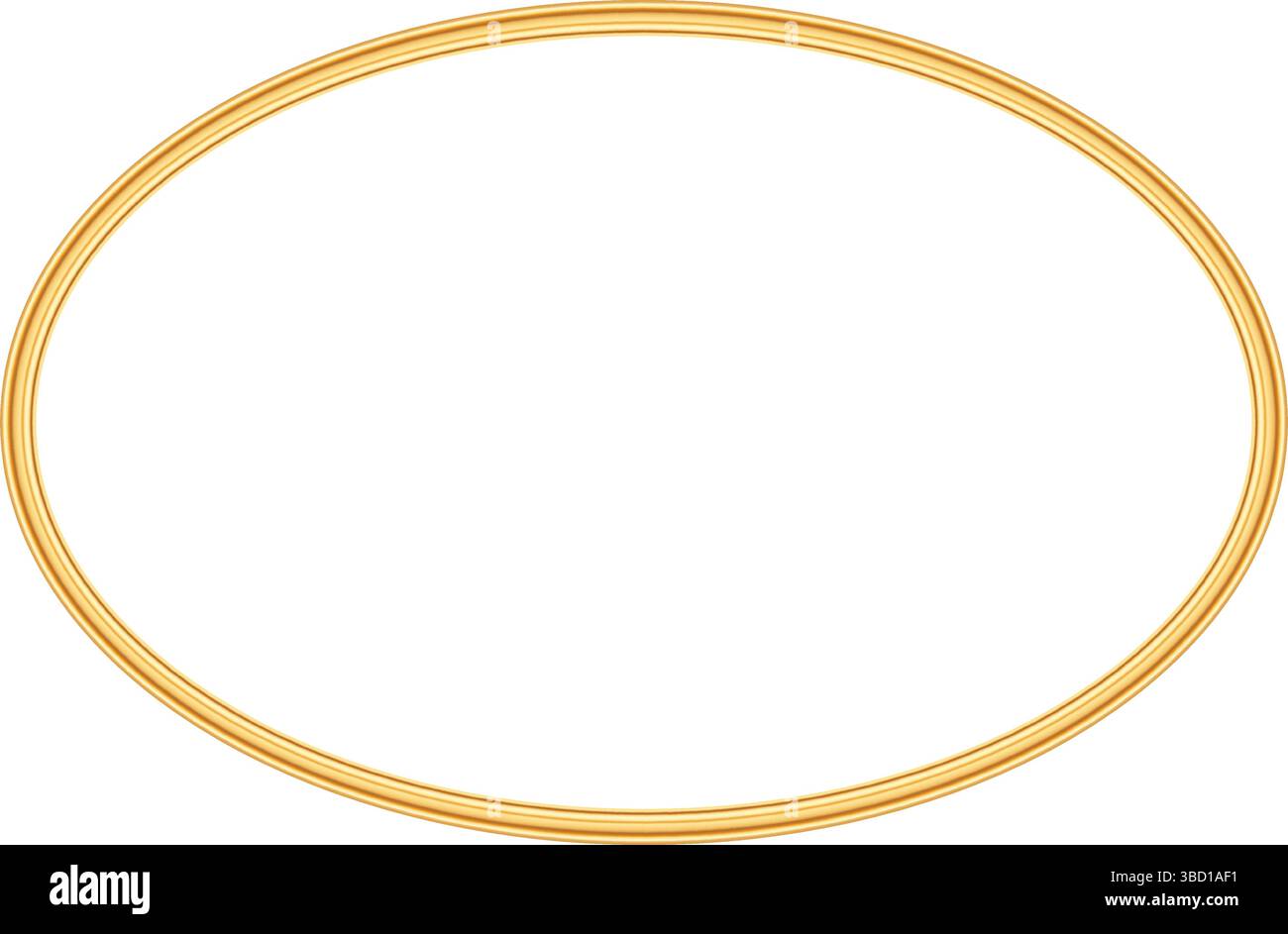 Gold realistic oval frame for picture. Luxury ellipse object mockup for ...