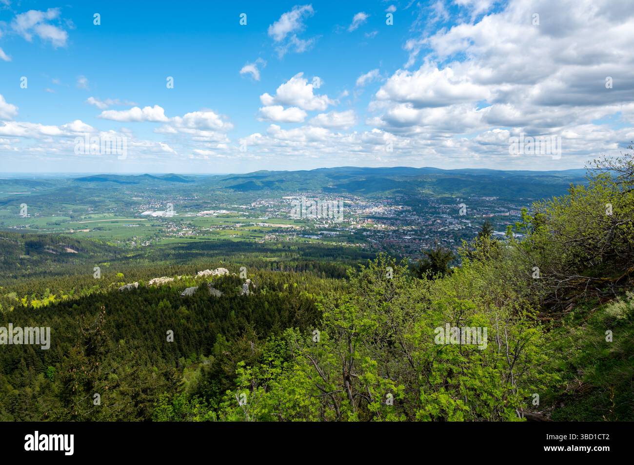 View from Jested mountain with the stone formation Virive kameny in the ...