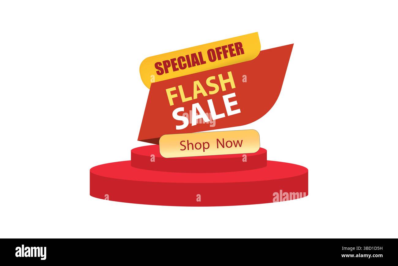 Flash Sale Banner with Special Offer and Shop Now Label isolated on ...