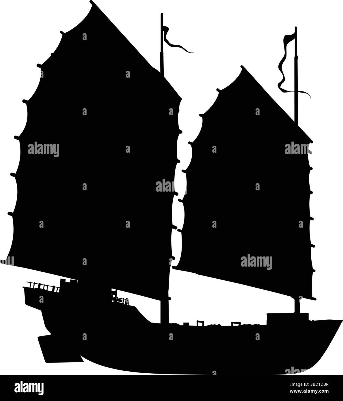 Sailing ship highly detailed vector silhouette Stock Vector Image & Art ...