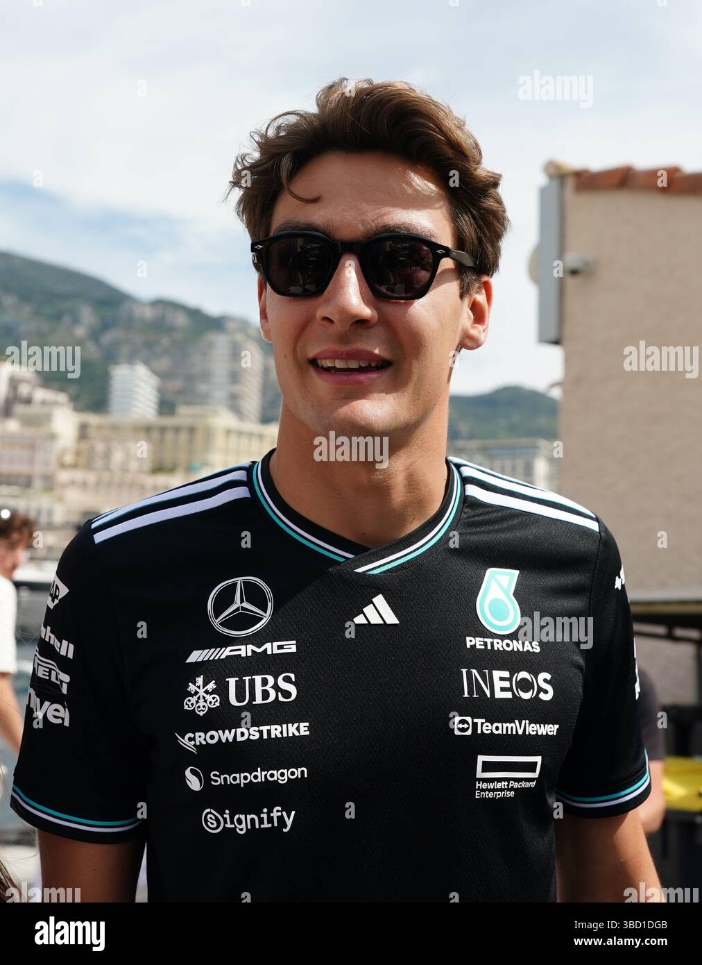 Mercedes' George Russell during the preview day at the Circuit de ...