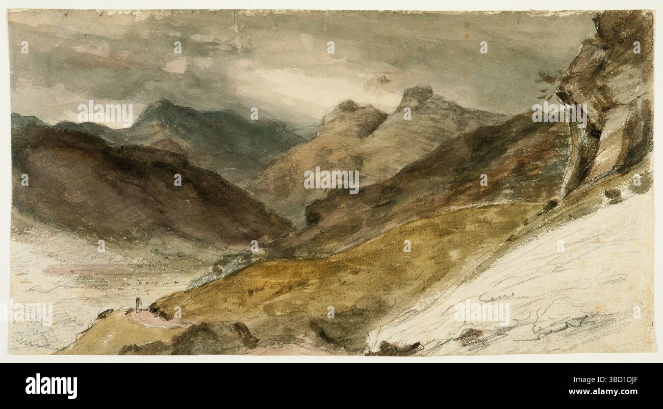 View of Bowfell (Cumbria) and the Langdale Pikes from near Harry Place ...