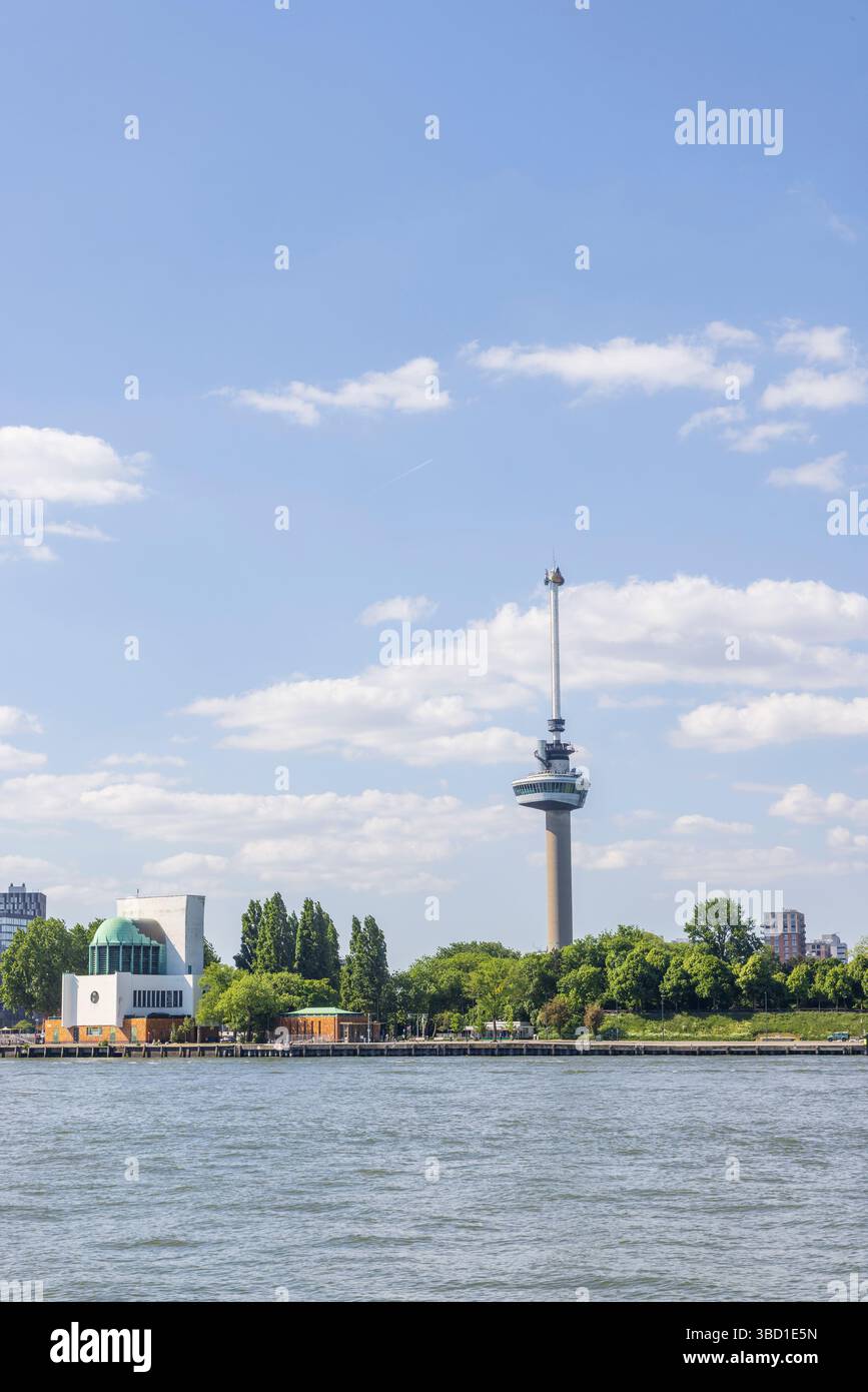 Skyline Rotterdam with famous Euromast tower and Maas tunnel building ...