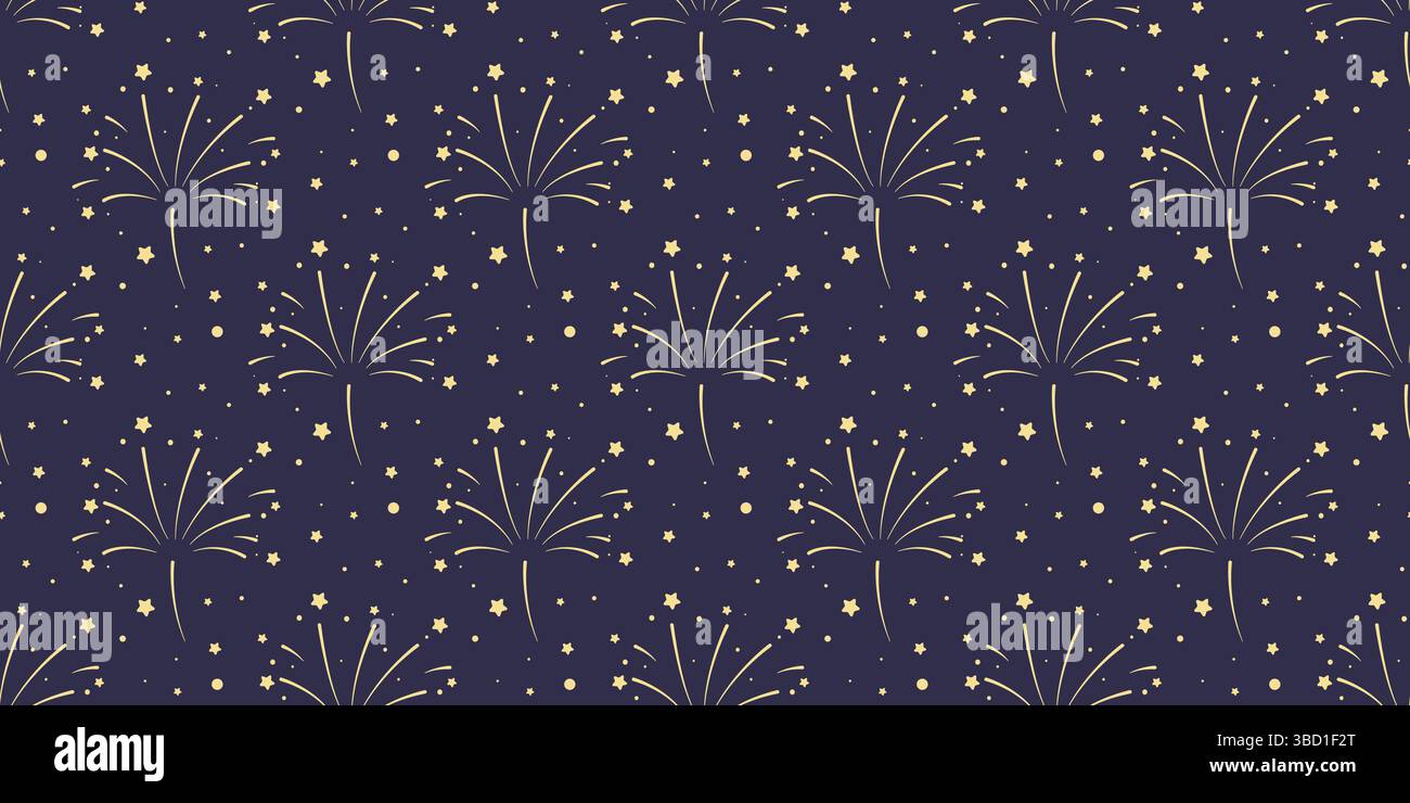 Bright golden explosions of fireworks on blue night sky background ...