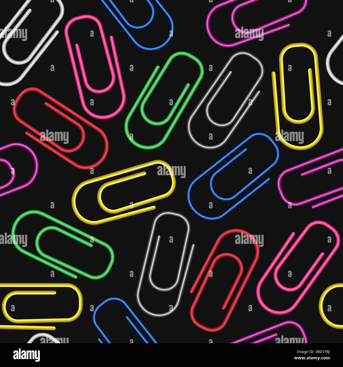 3d paper clips seamless pattern. Colorful bright clips seamless ...