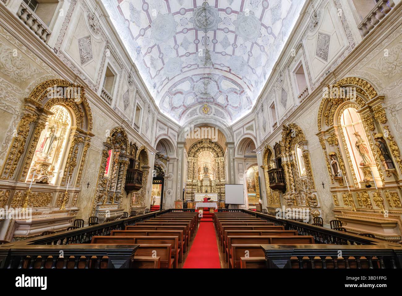 Opulent Interior of Historic Igreja de Sao Pedro with Gilded Altars and ...