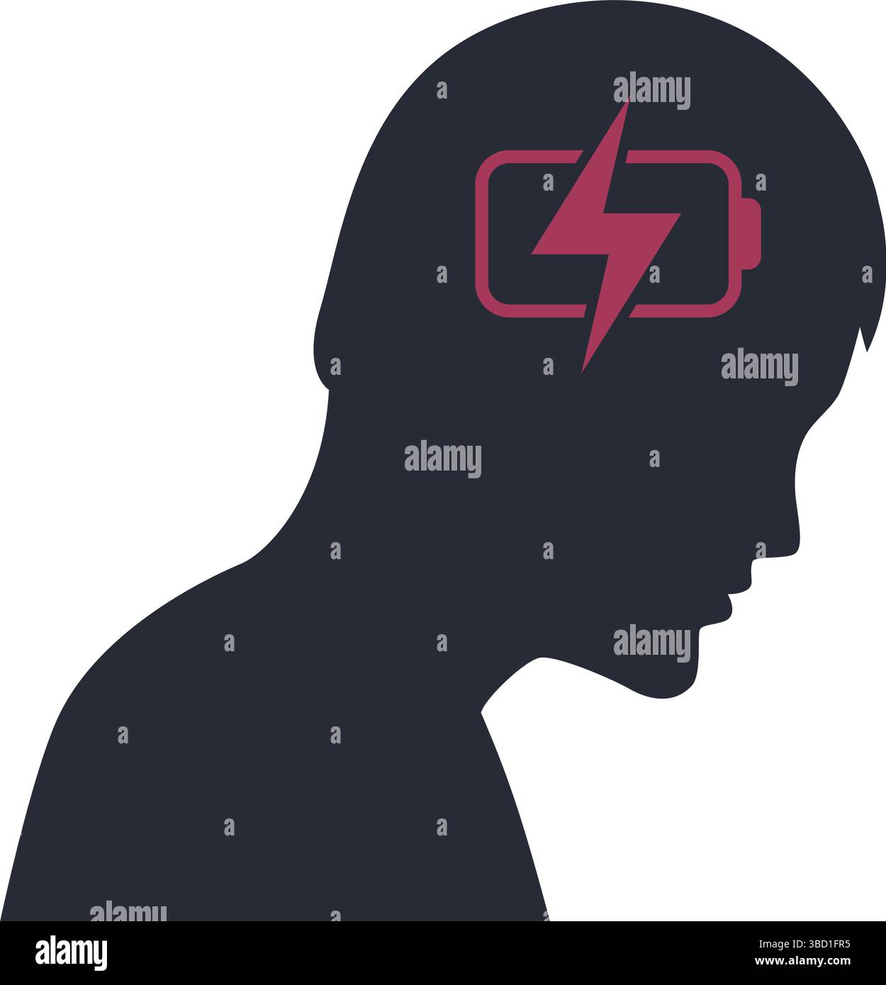 sad man with empty battery in his head vector illustration Stock Vector ...
