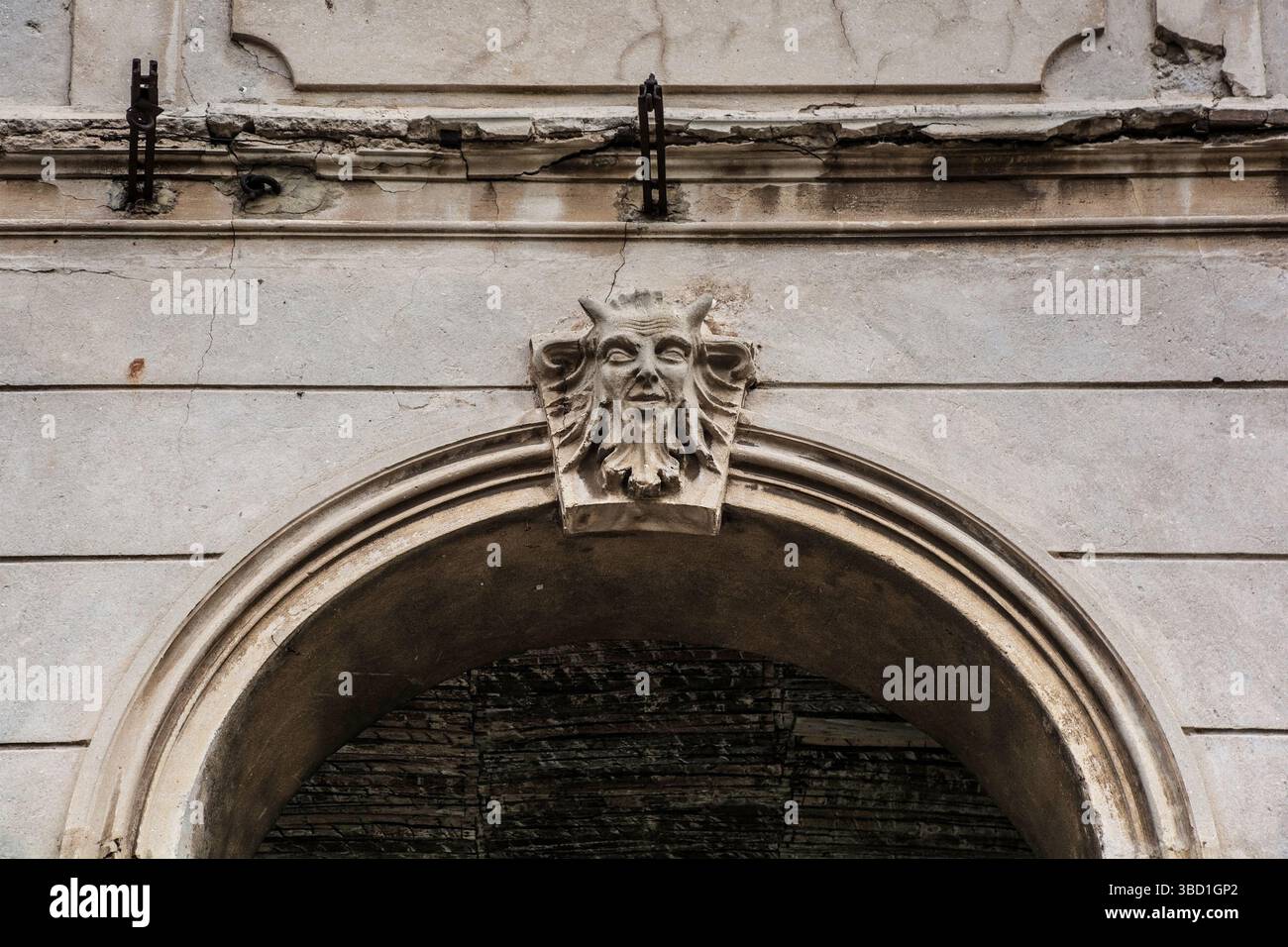 An arch keystone in an historic late 19th-early 20th century Austro ...