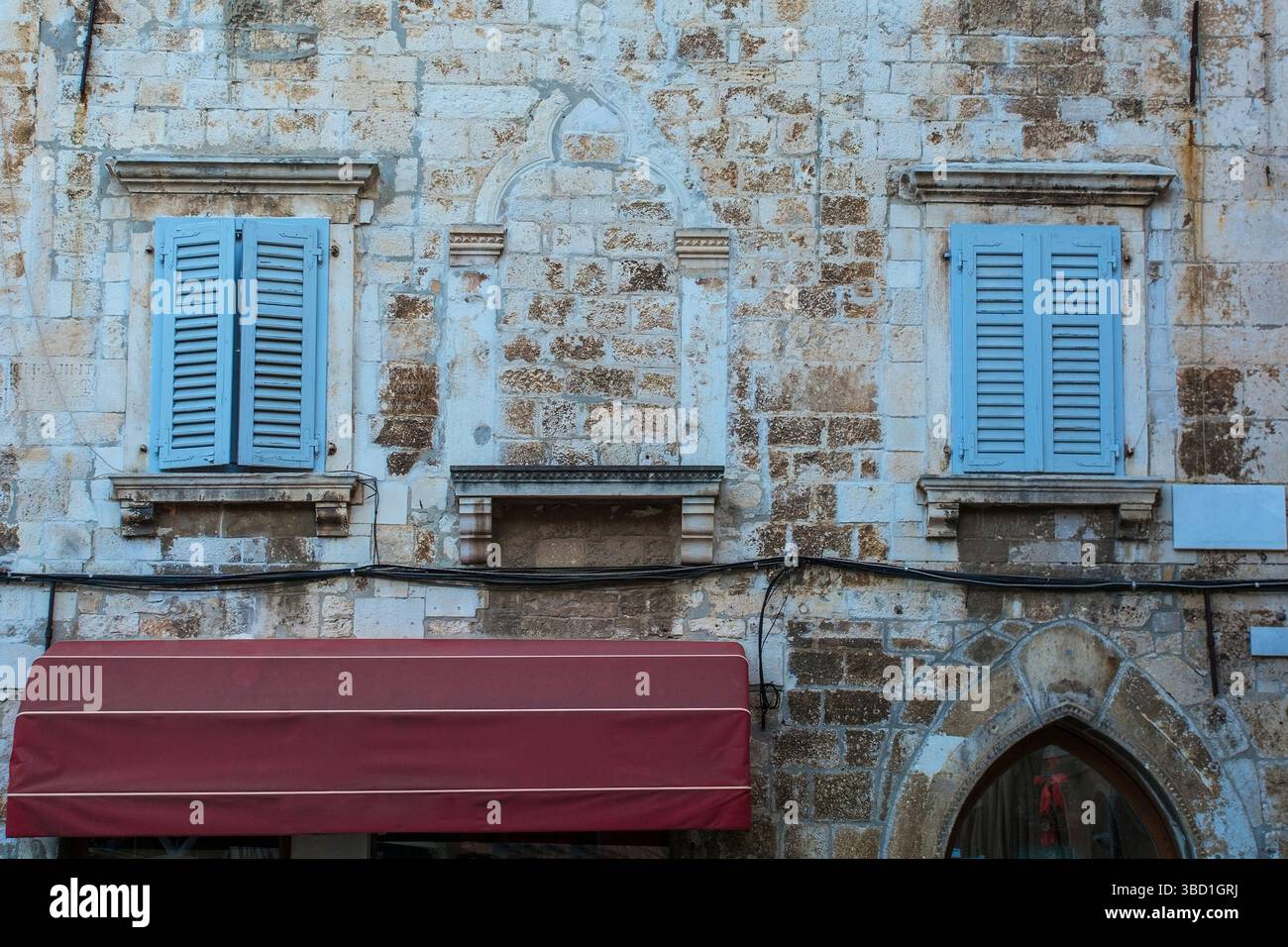 Historic facade in Trg Forum square, Pula, Croatia. With Gothic origins ...