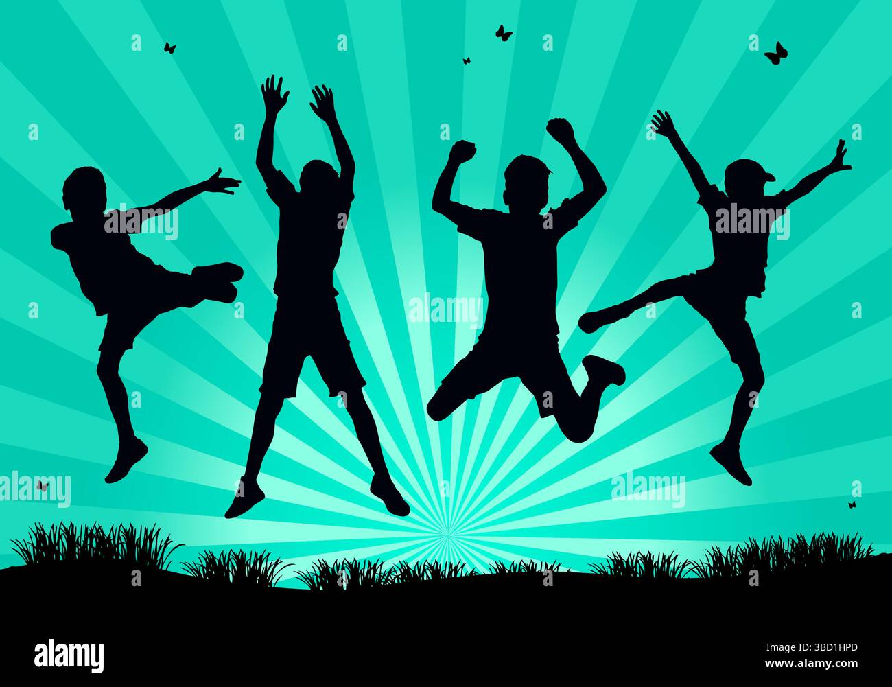 Happy kids on adventure Stock Vector Images - Alamy