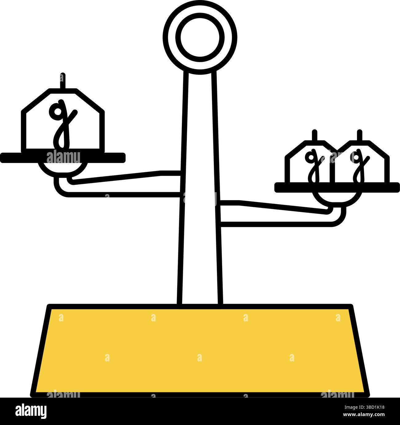 Simple line drawing icon of a scale with weights on it, Vector ...