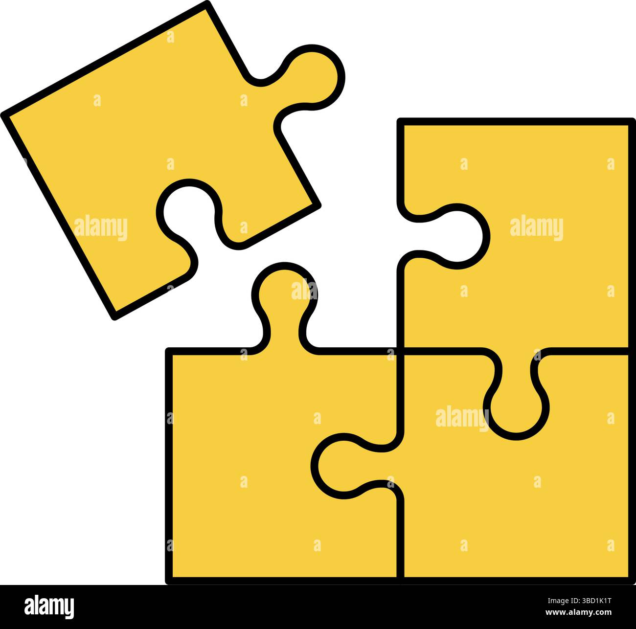 Simple line drawing icon of Connected Puzzle Pieces for Education and ...