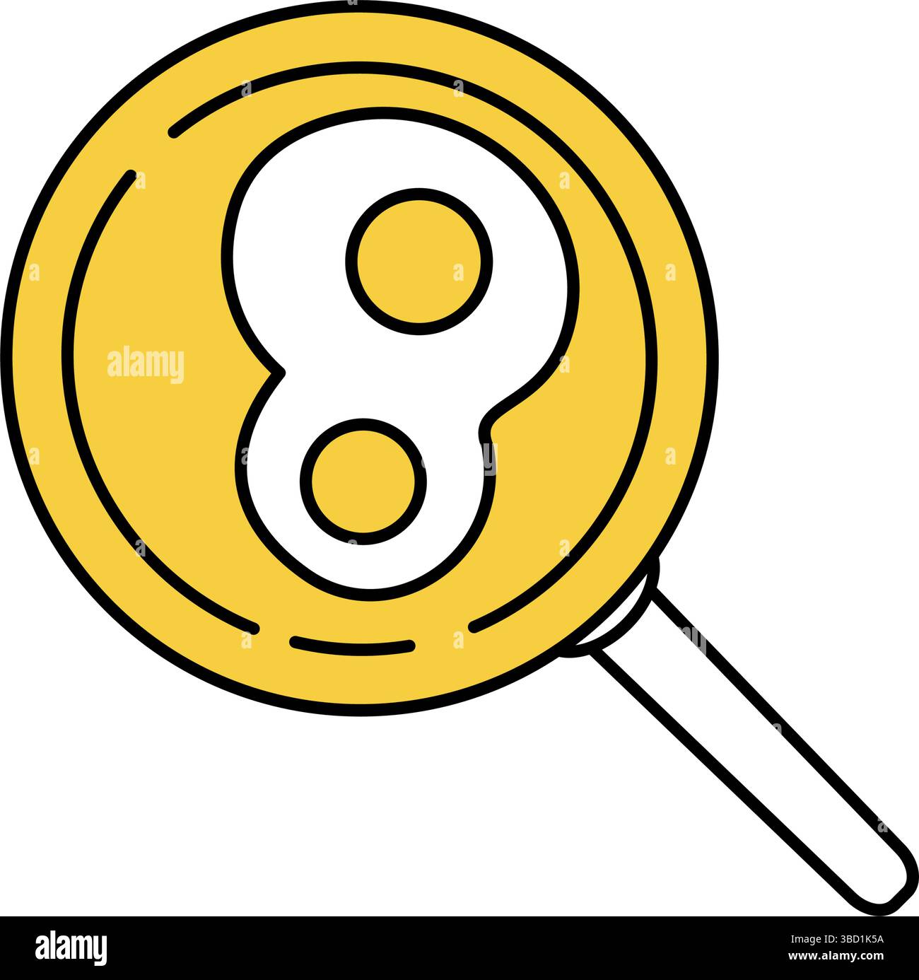 Simple line drawing icon of a fried egg in a frying pan, Vector ...