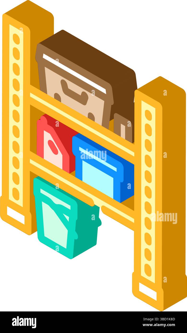 garage storage shelves isometric icon vector illustration Stock Vector ...