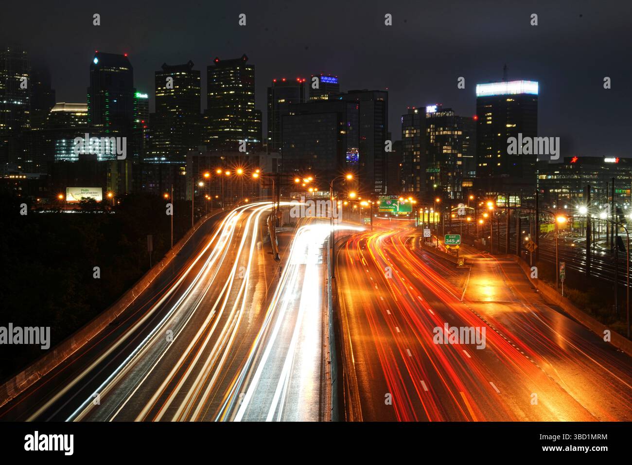 In this long exposure photograph traffic moves along Interstate 76 ...