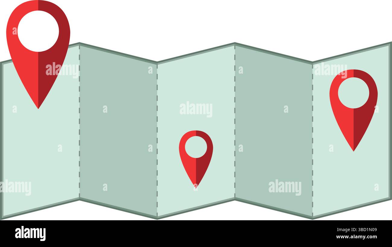 simple map symbol with location pins isolated vector illustration Stock ...