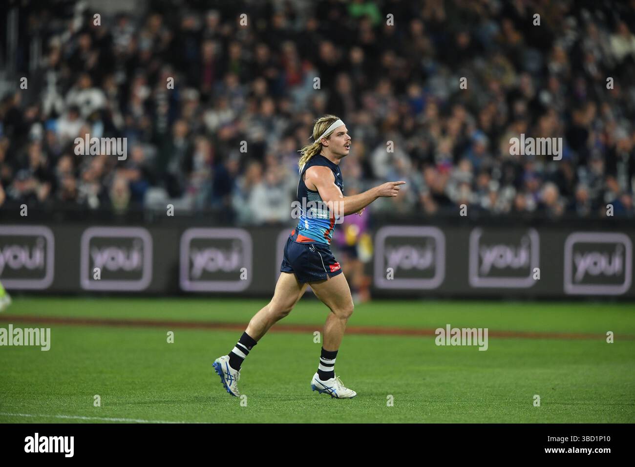 Bailey Smith of the Cats is seen in action during the AFL Round 11 ...