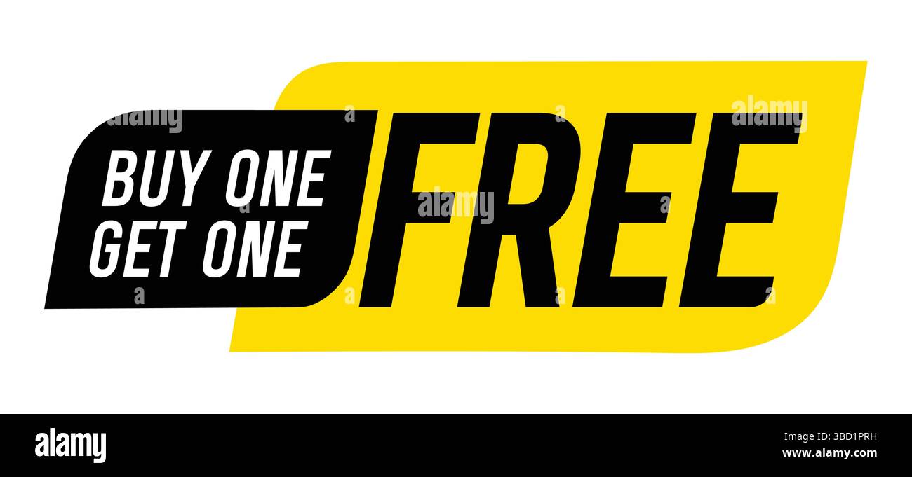 Set Buy 1 Get 1 Free tags, sale banners design template, discount badge ...