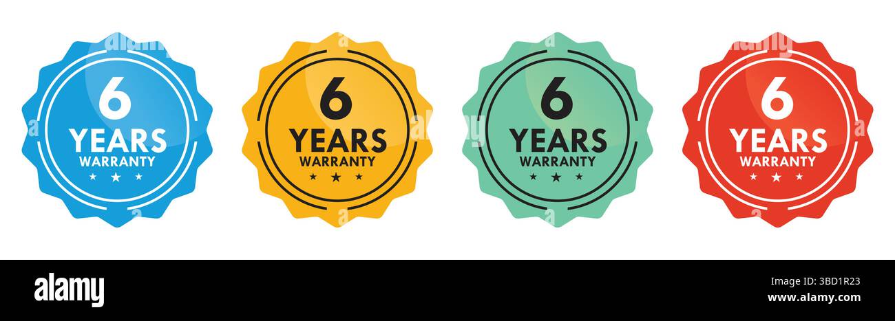 6 Year Warranty Label. Icon, logo, insignia, seal, tag, sign, symbol ...