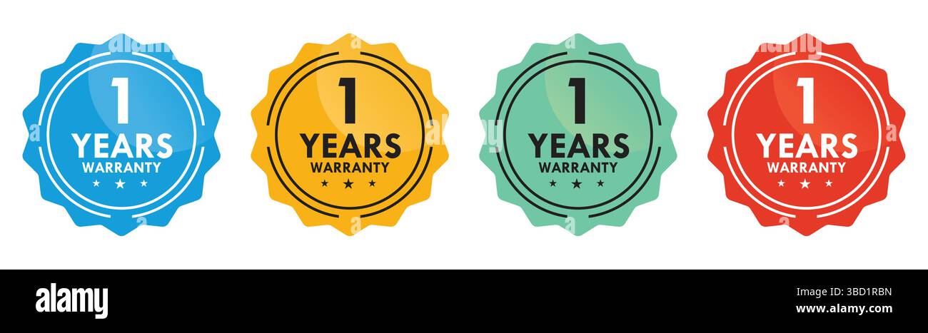 1 Year Warranty Label. Icon, logo, insignia, seal, tag, sign, symbol ...