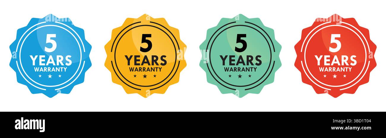 5 Year Warranty Label. Icon, logo, insignia, seal, tag, sign, symbol ...