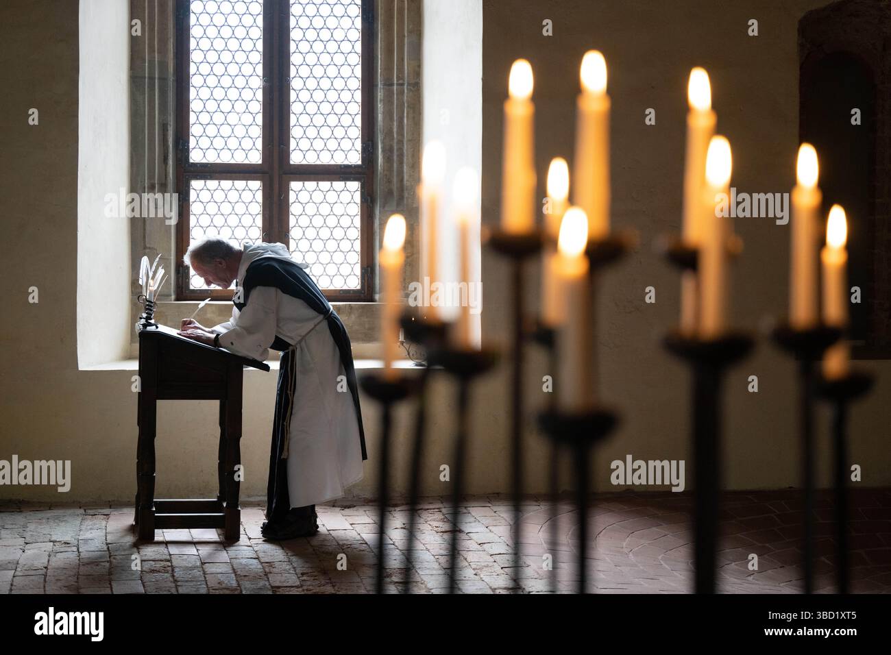 Nossen, Germany. 22nd May, 2025. Frank Niemann, tour guide, stands ...