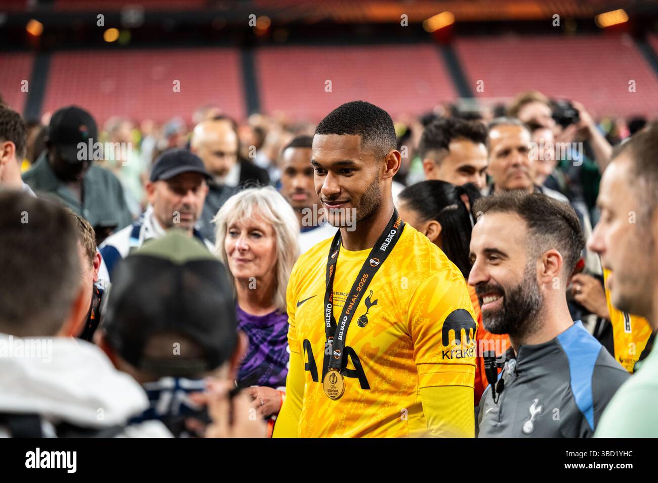 Bilbao, Spain. 21st May, 2025. Brandon Austin of Tottenham Hotspur seen ...