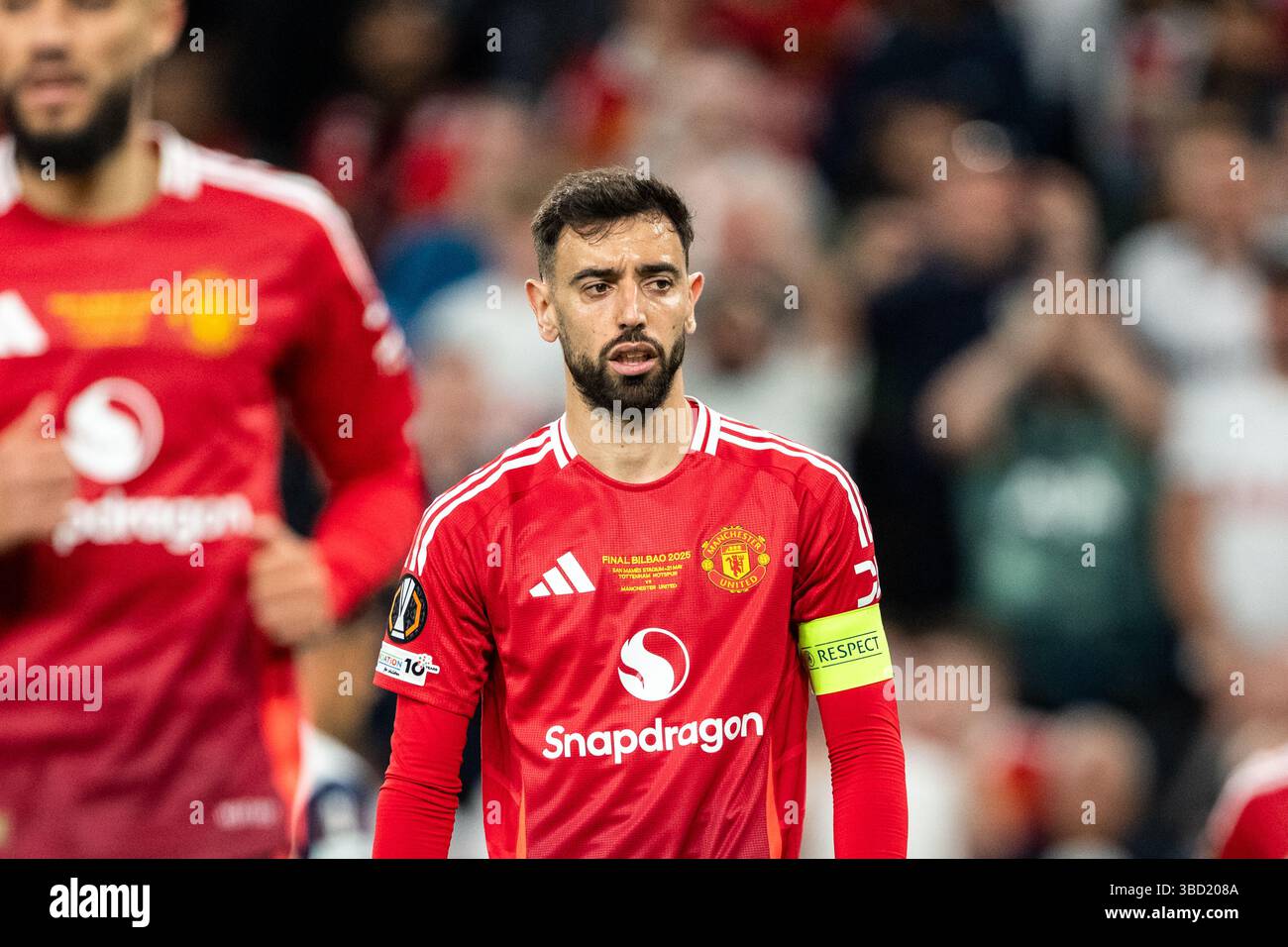 Bilbao, Spain. 21st May, 2025. Bruno Fernandes (8) of Manchester United ...