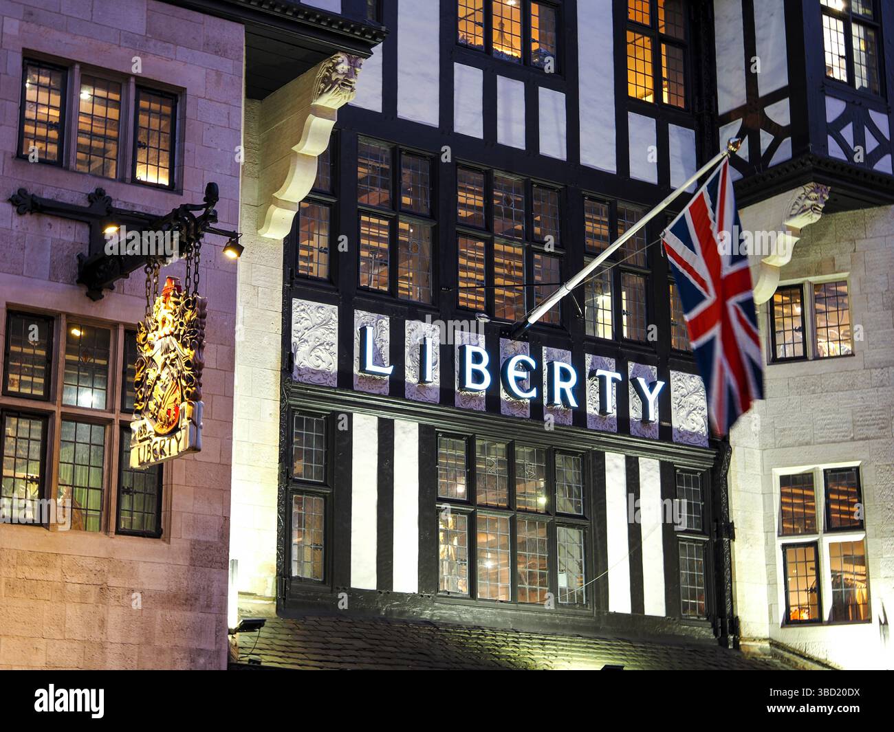 Liberty, Luxury Shop, Nighttime, Soho, London, England, UK, GB Stock ...