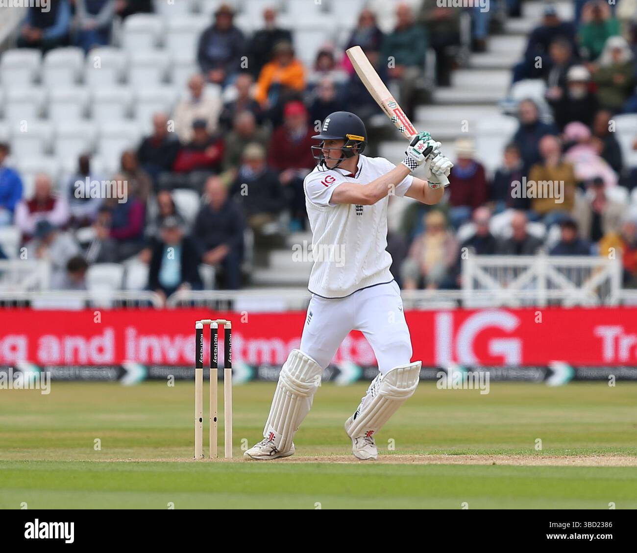 Nottingham, England, May 22 2025: Zak Crawley (6 England) batting plays ...