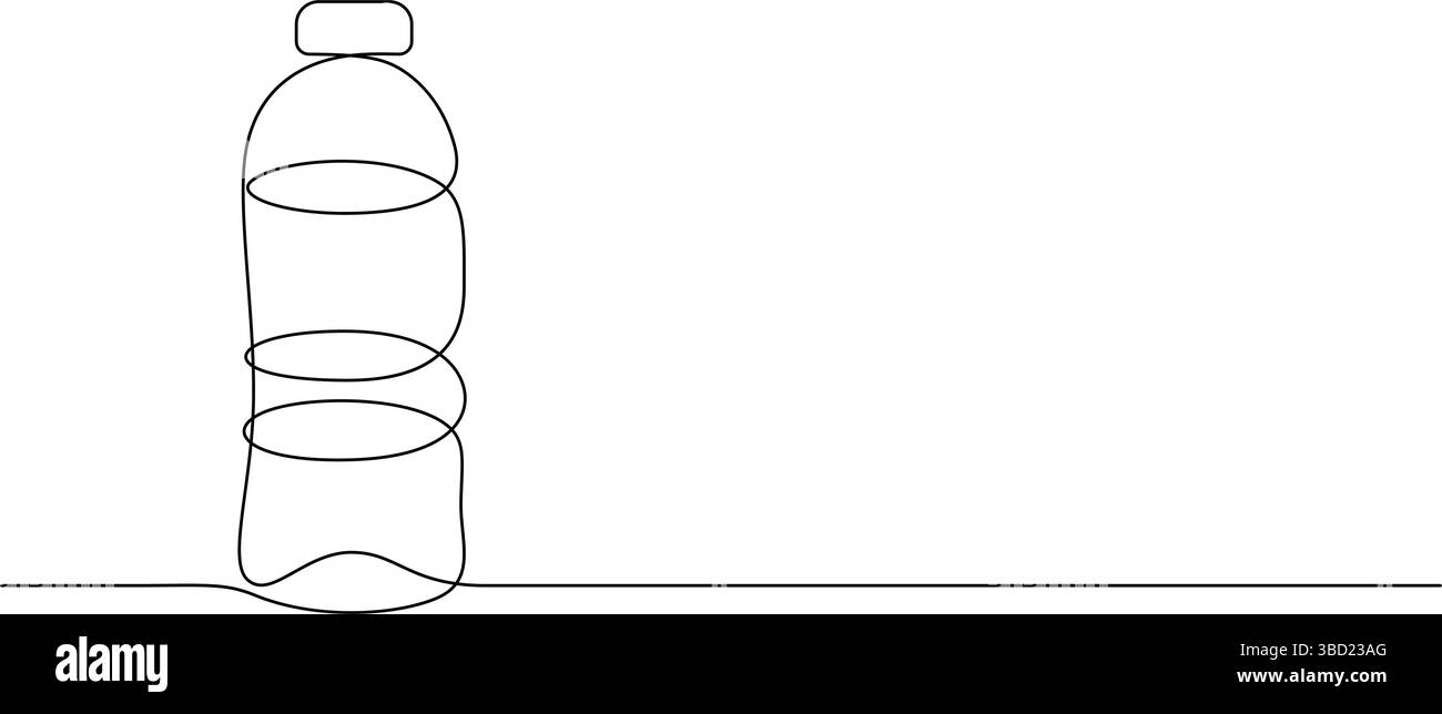 drinking water bottle one line continuous drawing minimalism copy space decoration Stock Vector ...