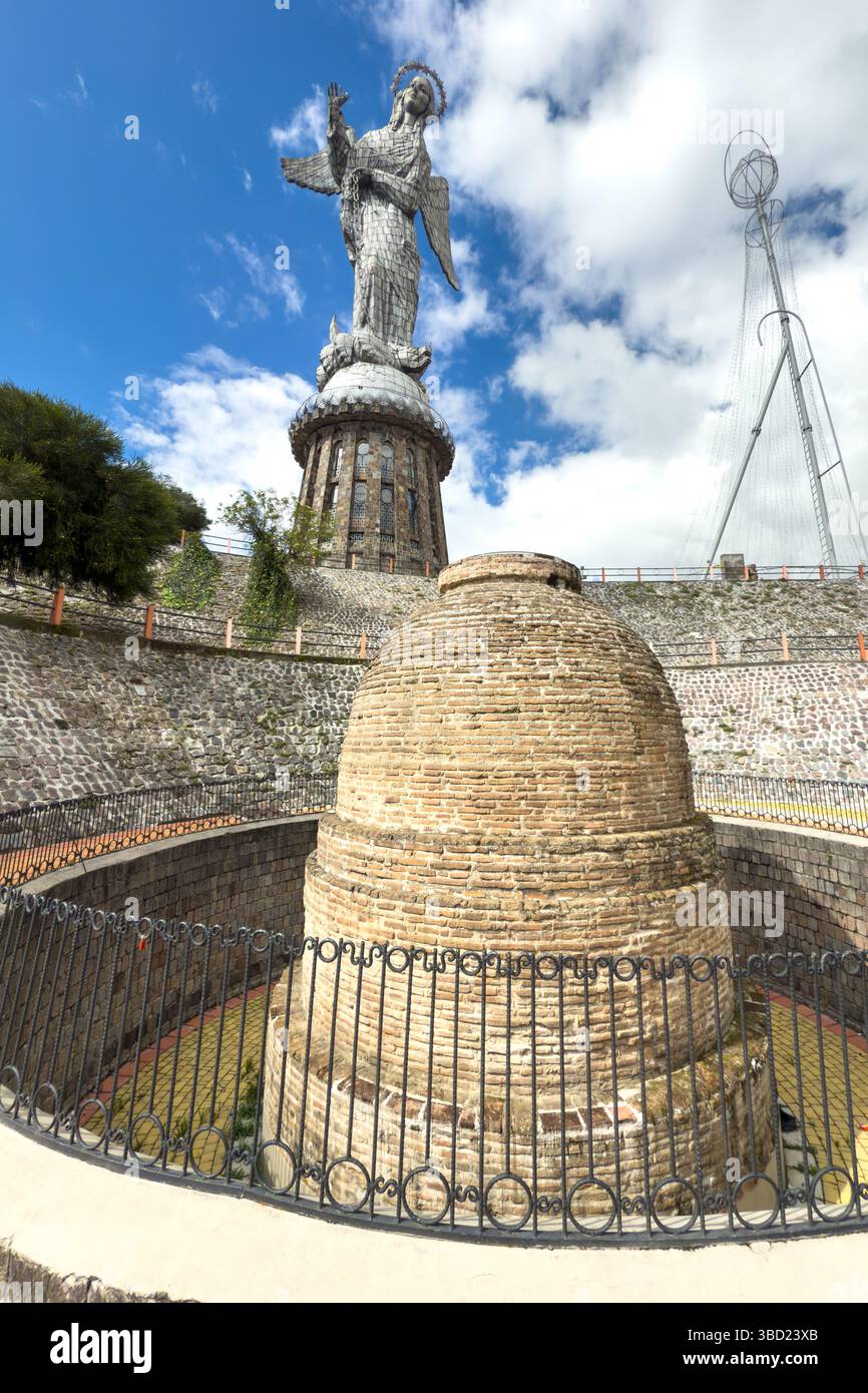 The Virgin of Panecillo or Virgin of Quito, an aluminum statue on El ...