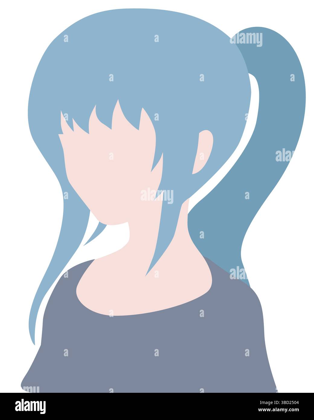 Minimalist Portrait of Girl with Blue Hair and Butterfly Accessory ...