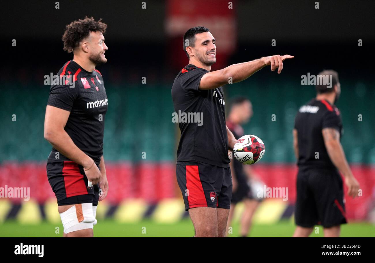 Lyon's Theo William and Dylan Cretin (right) during the captain's run ...