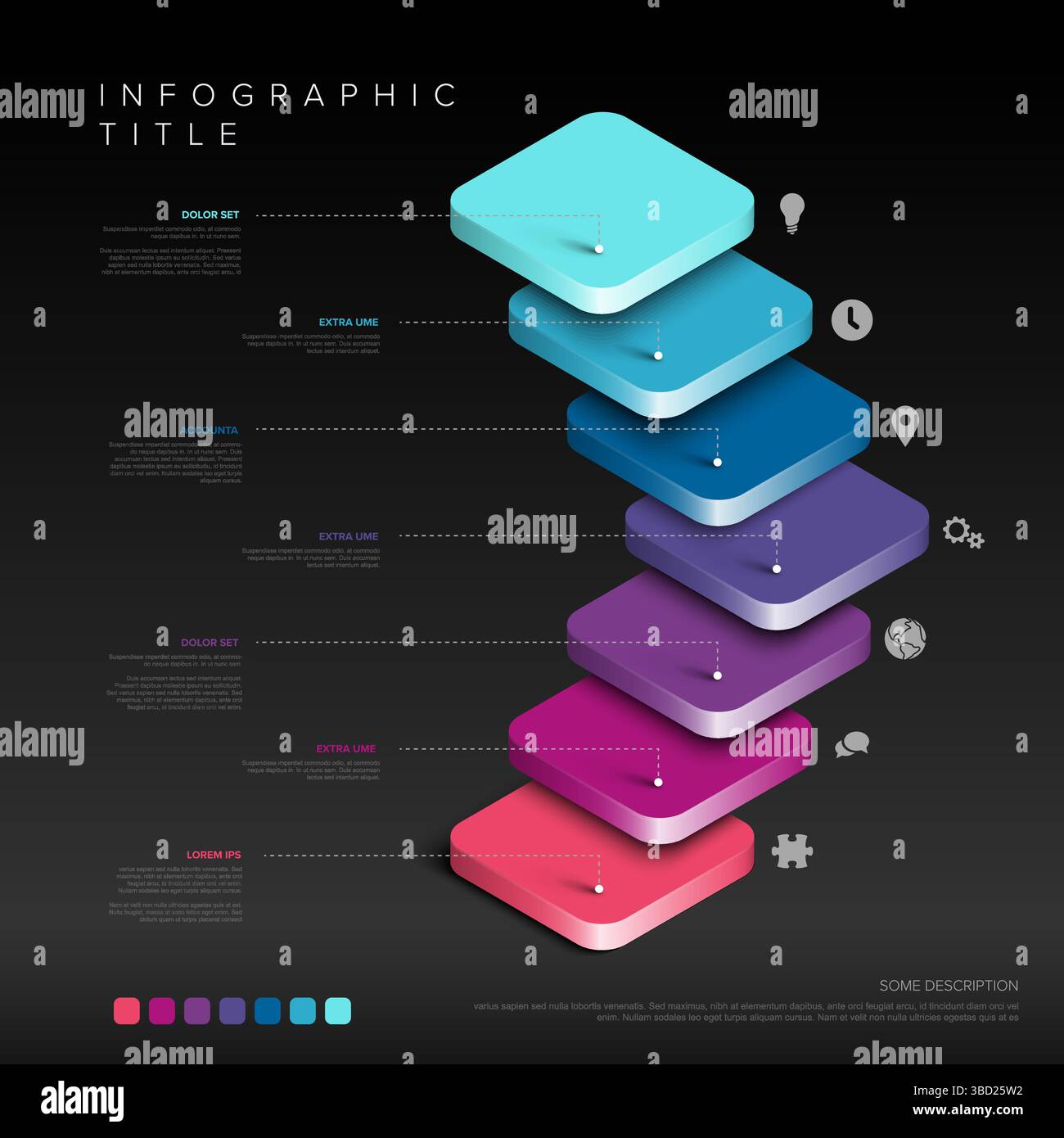 This clean, modern infographic template features colorful 3D stacked ...