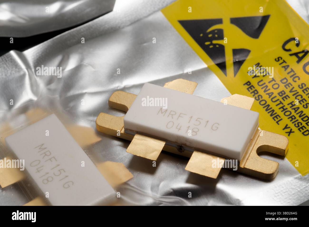 Pair of MRF151G power RF MOSFET transistors and antistatic protective ...