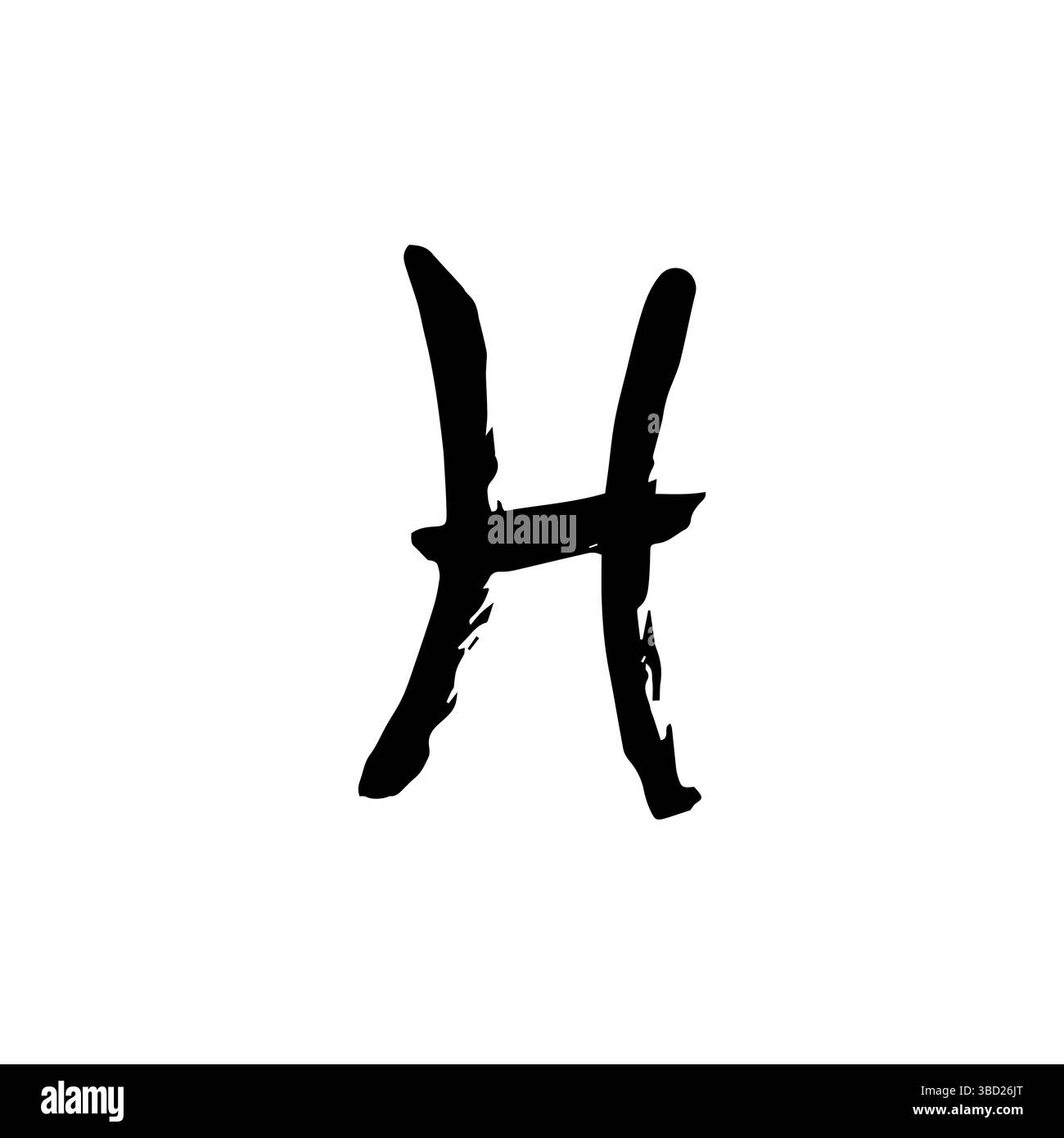 Pisces Zodiac Sign. Hand-Drawn Ink Calligraphy in Black and White Style ...