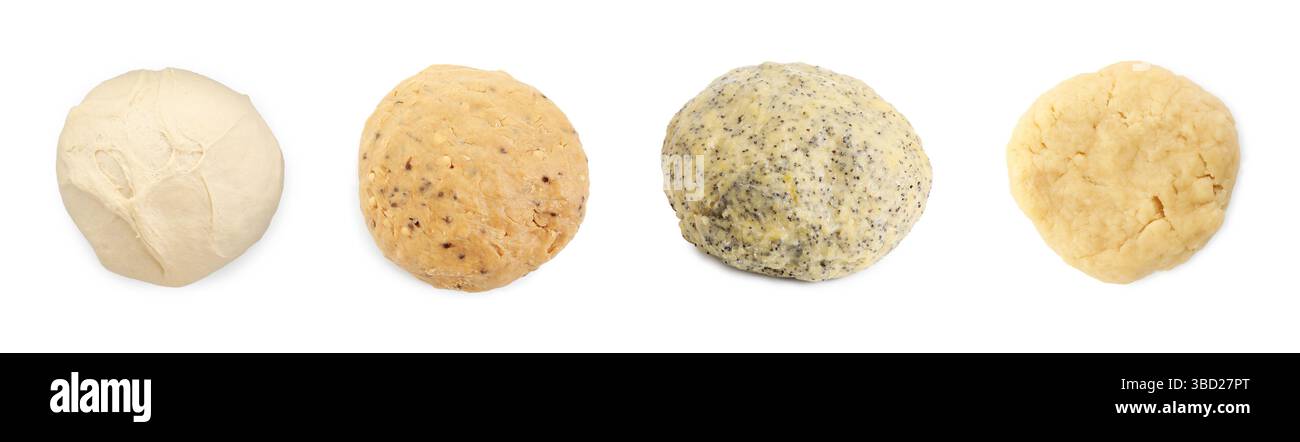 Different types of dough isolated on white, set Stock Photo - Alamy