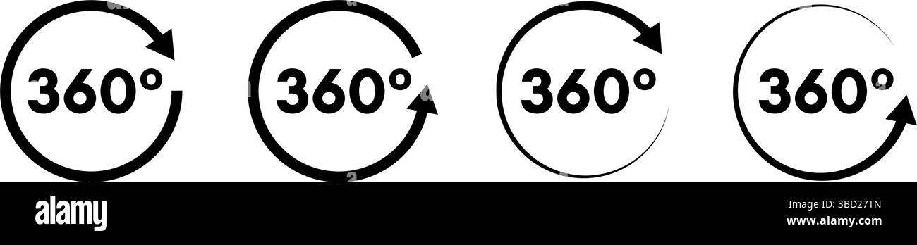 360 degrees icon set isolated vector illustration Stock Vector Image ...