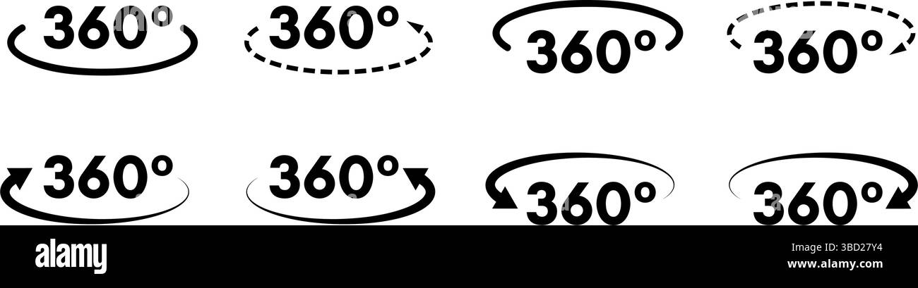 360 degrees icon set isolated vector illustration Stock Vector Image ...
