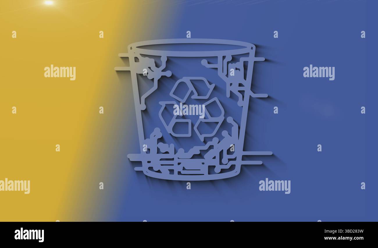 Trash waste management and delete bin symbol digital concept. Network ...