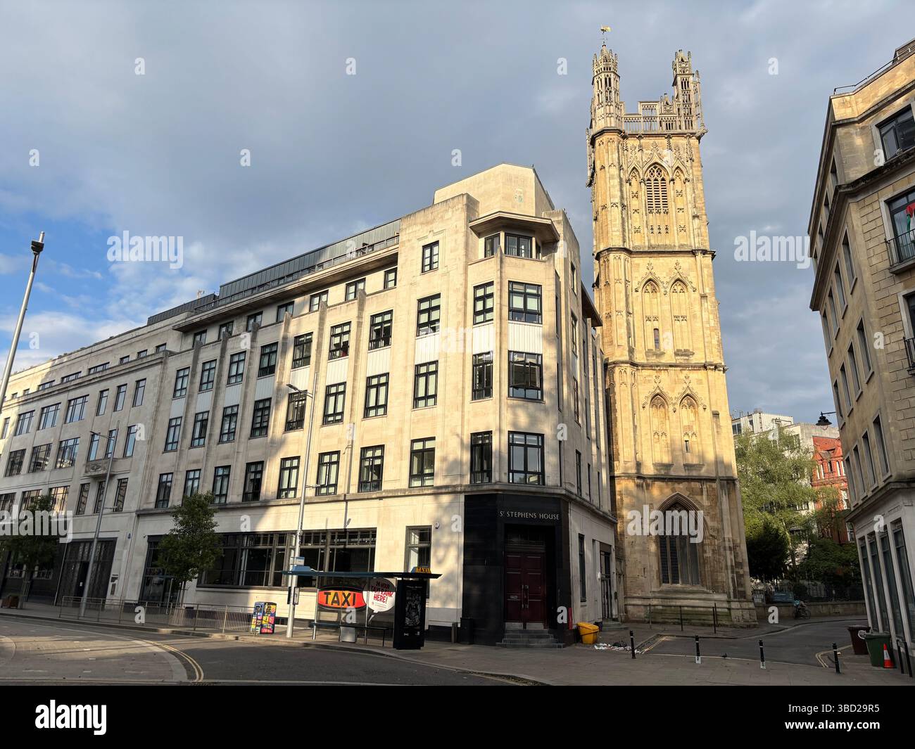 Bristol city centre showing urban life, historic buildings, modern ...