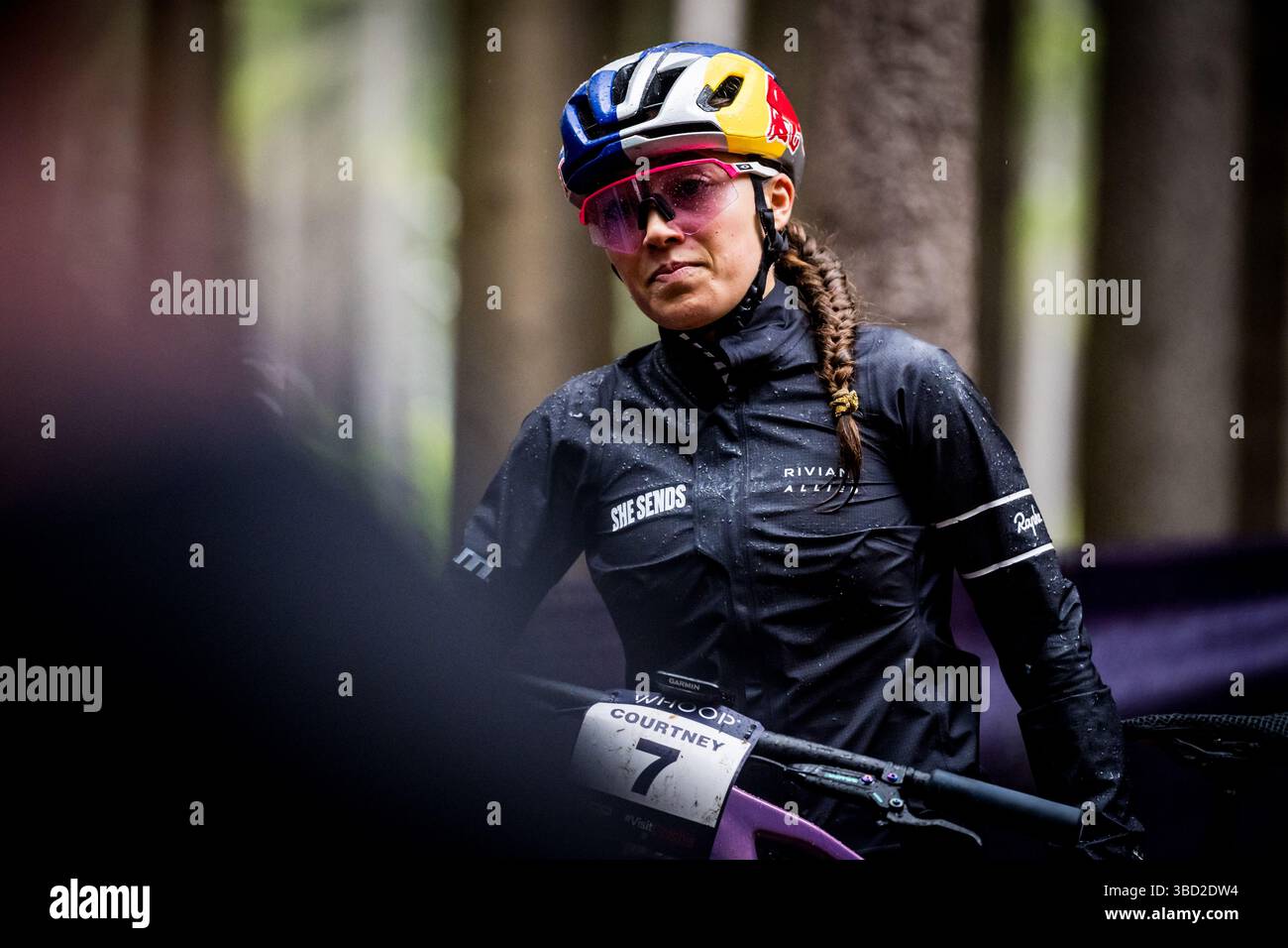 Kate Courtney of USA during the training for Mountain bike cross ...