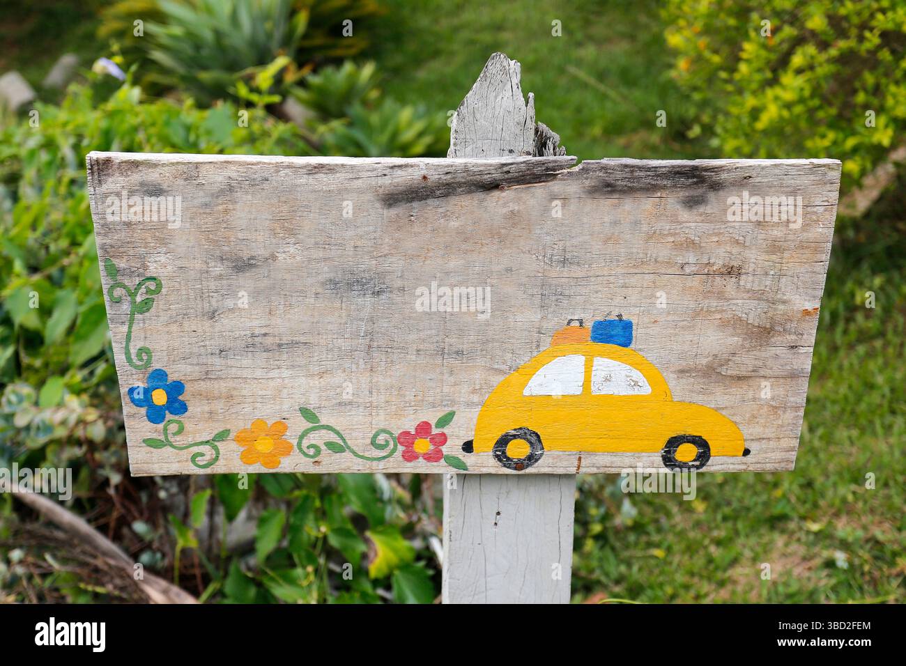 Rustic wooden sign featuring colorful art, perfect for decoration ...