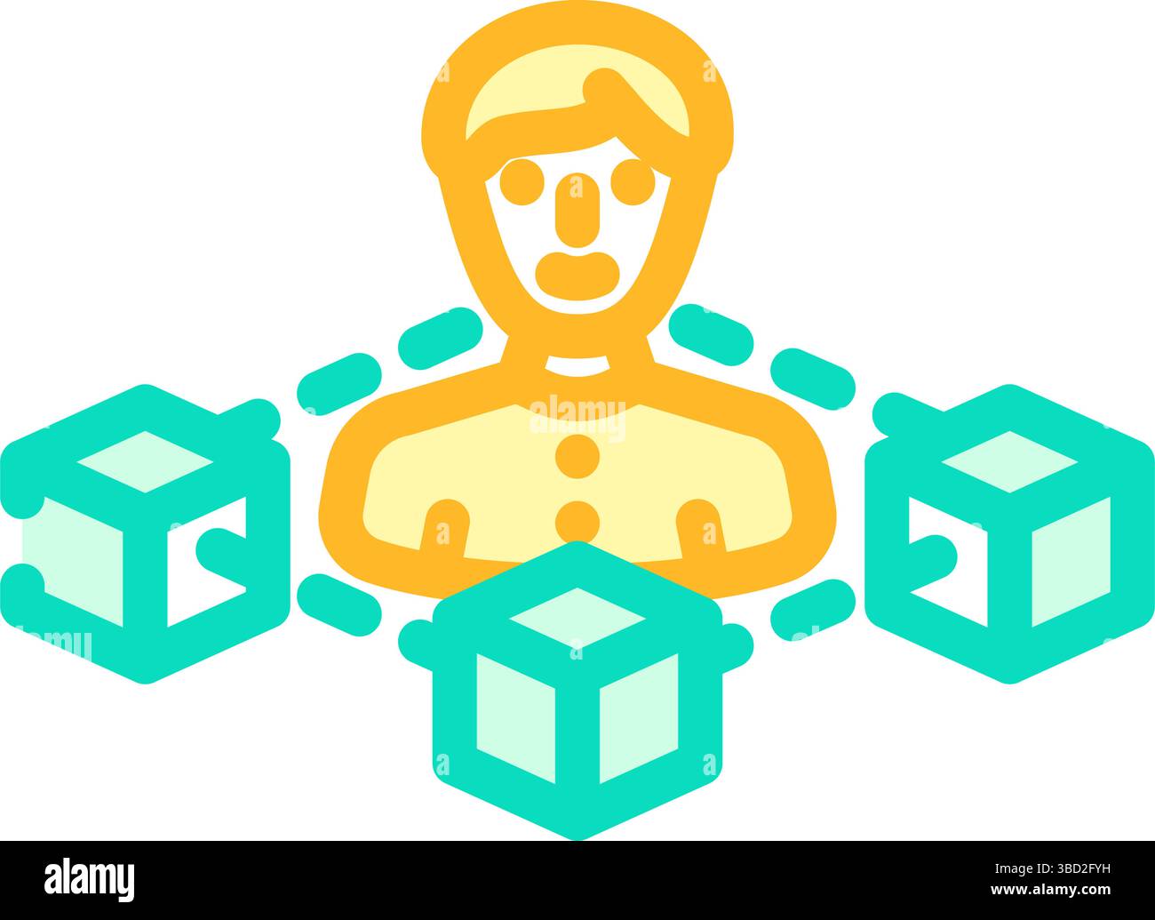blockchain based identity verification color icon vector illustration ...