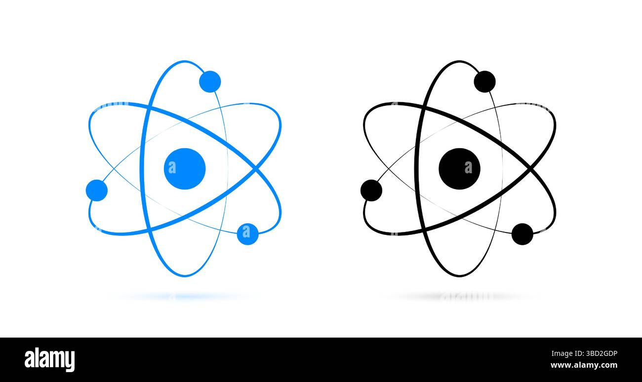 Atom icon. Quantum physics. Scientific logo isolated on white ...