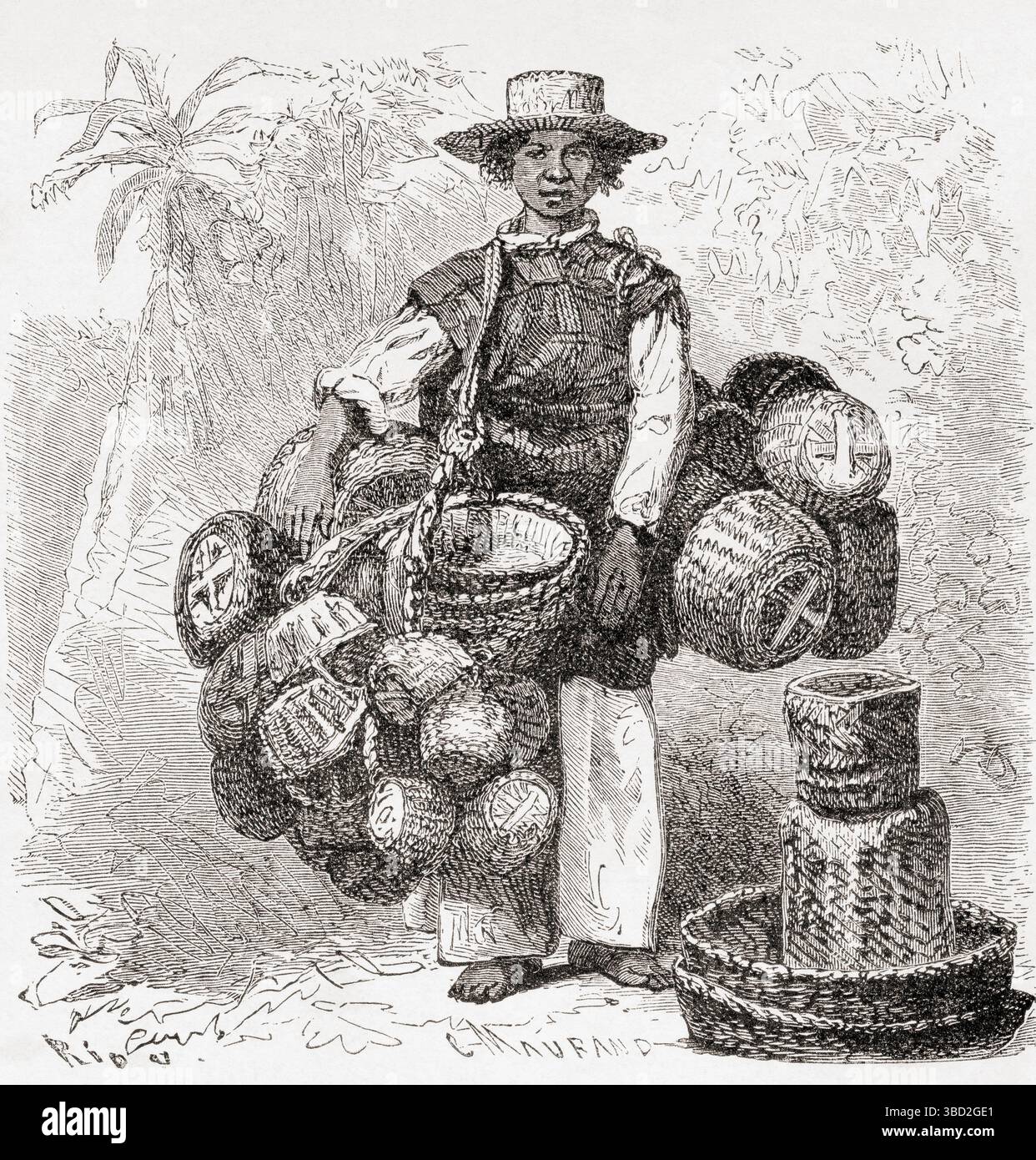 Basket seller, Mexico, 19th century. From Voyage to Mexico by M.E. Vigneaux, 1854-1855. Featured ...